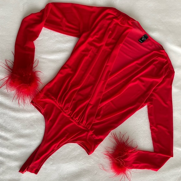 Windsor | Tops | Windsor Red Sheer Bodysuit | Poshmark